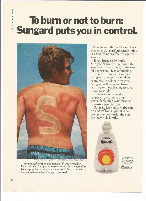 1970 Sungard Sunscreen Advertisement 70s Summer Sun Tanning