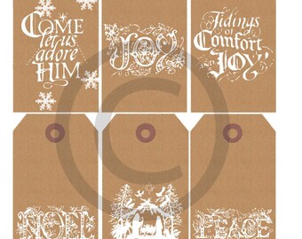 Items similar to Religious Christmas Gift Tags Christian Catholic Jesus ...