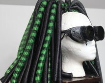 Cyberlox Metallic Green Black Stripe Cyber Falls Cyber Goth Hair ...