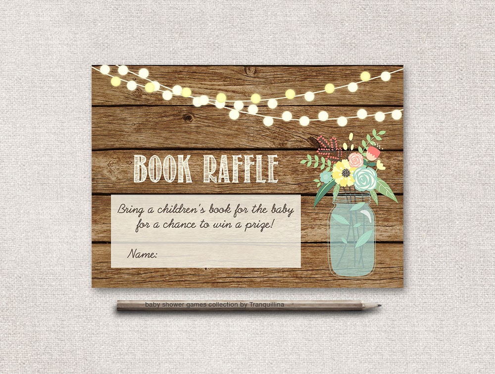 Book Raffle Ticket Printable Rustic Baby Shower Book Raffle