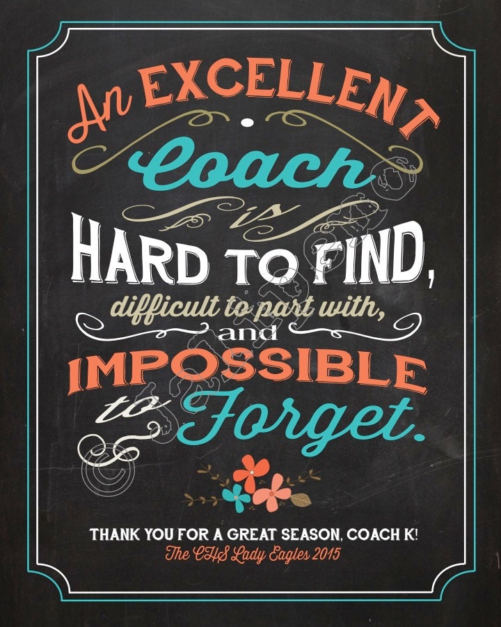 A Great Coach is hard to find Quote Personalized Printable
