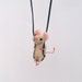 Mouse necklace jewelry White miniature woolen mouse Charm