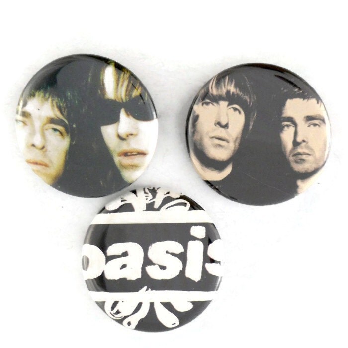OASIS Pins – Set of 3 Original Rock Band Pinbacks Pop Art Music Badges ...
