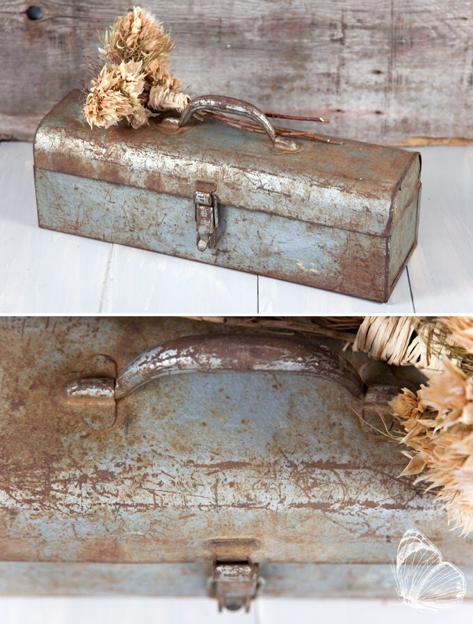 Vintage Precious Tool Box – Rusty Silver Blue Amazing Patina – Free ...