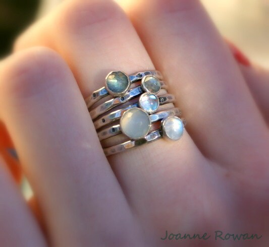 Moons of Pluto...Set of Five Stacking Rings in Sterling Silver