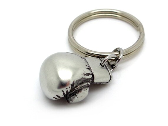 Boxing Glove Keychain in Pewter, Muai Thai Sports Athlete Accessorie