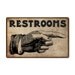 Vintage Pointing Hand Restroom Sign Rustic Metal Sign