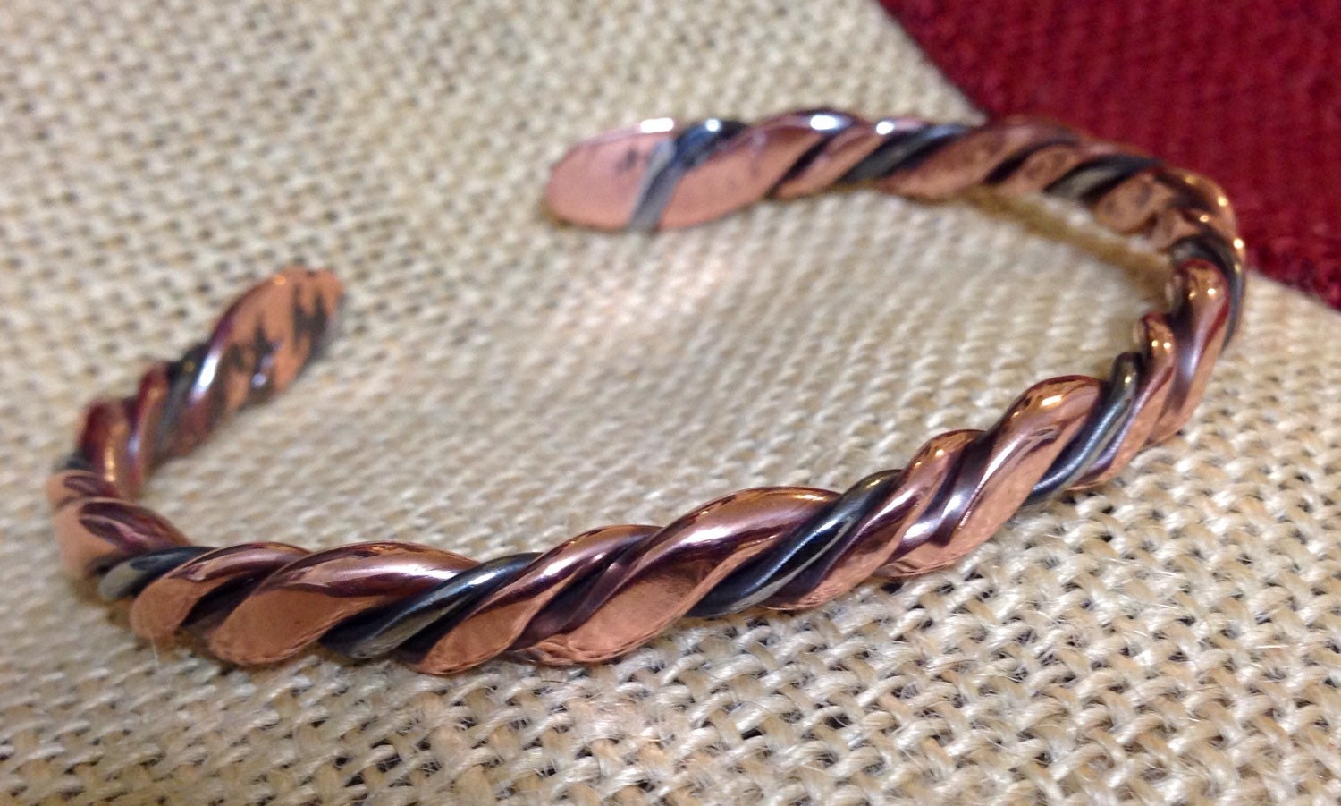 Copper and Stainless Steel Twisted Bracelet by SamsaDesigns