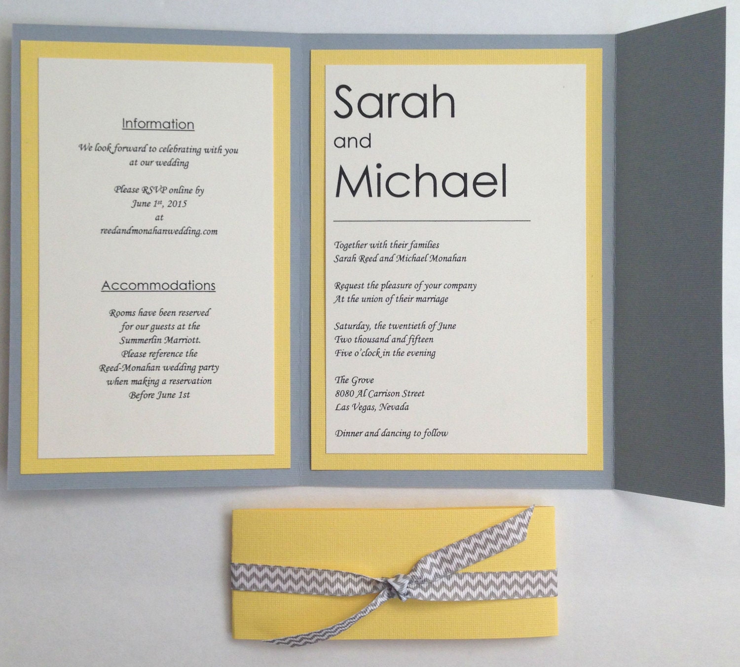 Gray and Yellow Modern Chevron Wedding Invitation: Custom color order ...