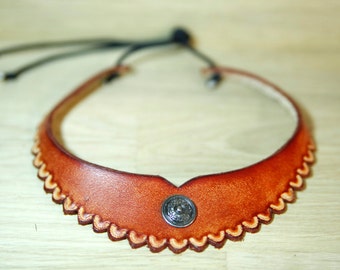 Items similar to Leather lace necklace - metallic bronze on Etsy