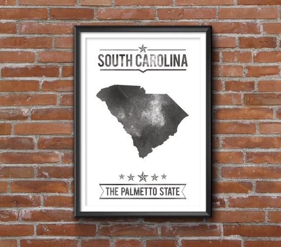 South Carolina State Typography Print Poster by IdeateCreateStudio
