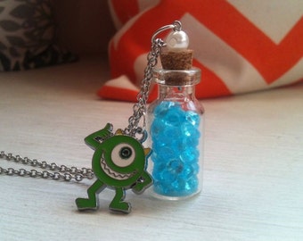 Monsters INC Mike Wazowski Vial charm Monster necklace.
