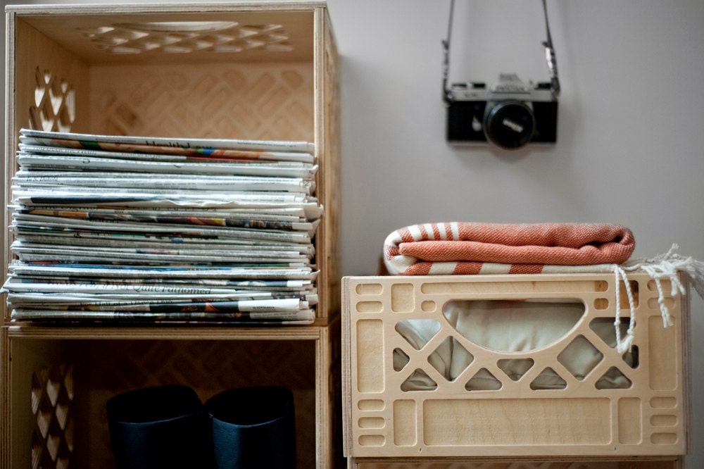 Record Storage // Wooden Milk Crate // Vintage Inspired Milk