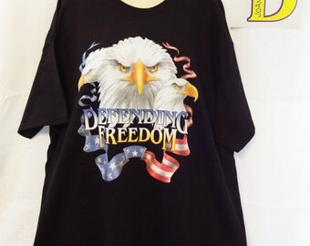 Defending Freedom Soldiers in Silhouette American Flag