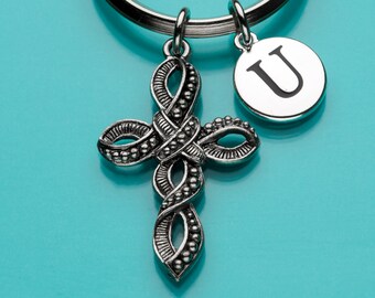 Cross Keychain Gold Cross Key Ring by promisemeeverything2 on Etsy