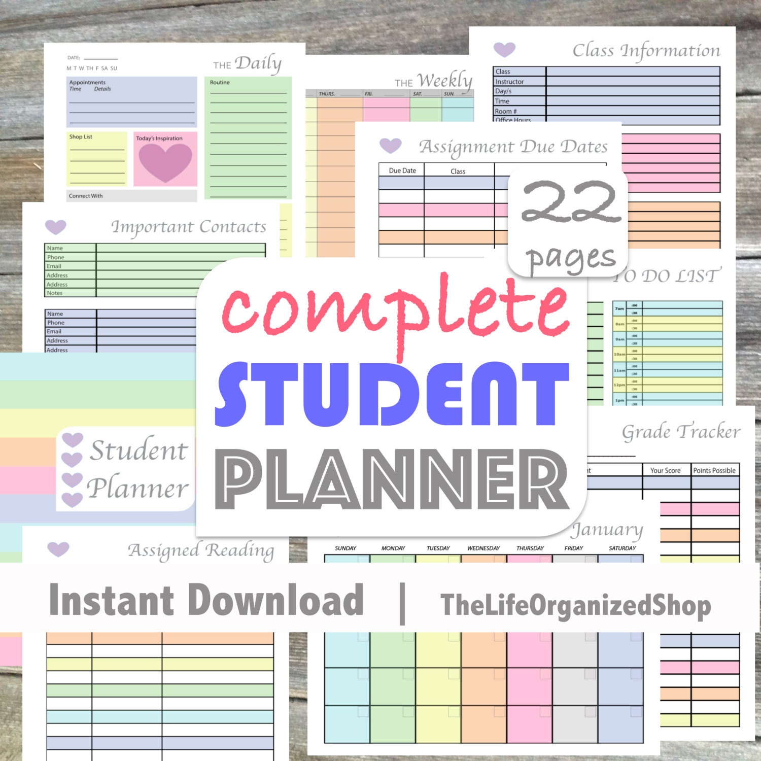 Student Planner College Student Planner High School Student