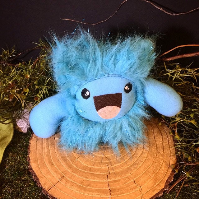 Blue Monster Stuffed Animal Blue Monster Toy Blue by Spritelings