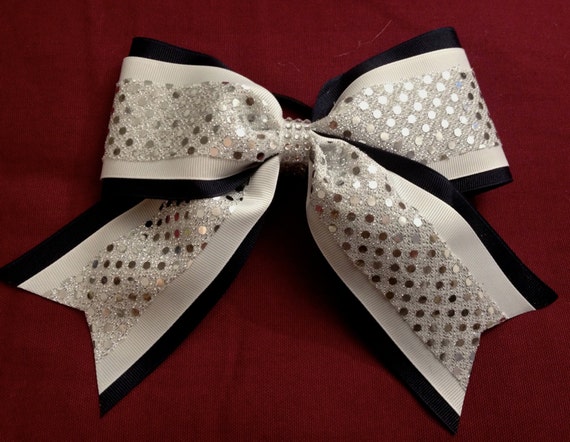 Items similar to Blue White Silver Cheer Bow on Etsy