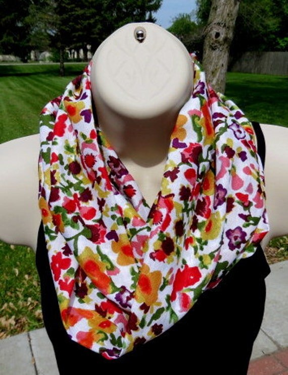 Items similar to Infinity scarf in multi color pattern, Lightweight and ...