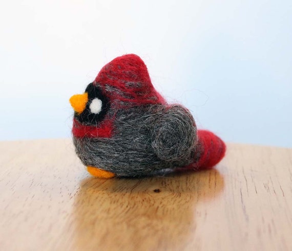 Needle Felted Female Cardinal Bird Soft Sculpture by kmwatkins