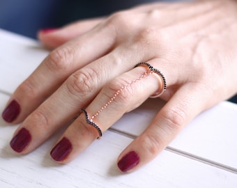 Items similar to Chain Ring - New Knuckle Ring - Body Jewelry - Double ...
