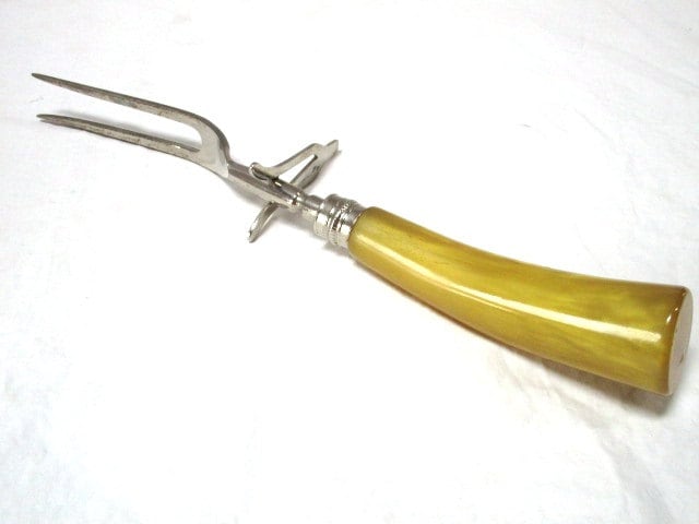 Vintage Bakelite Meat Fork w/ rest, Butterscotch Yellow Handle ...