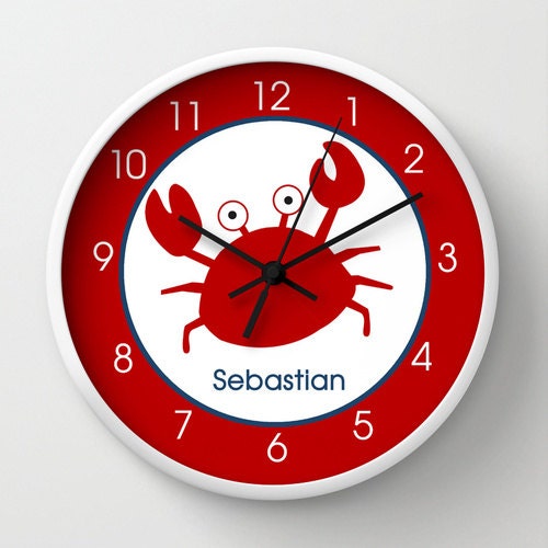 Under the Sea Red Crab Personalized 10-inch Wall Clock Choose