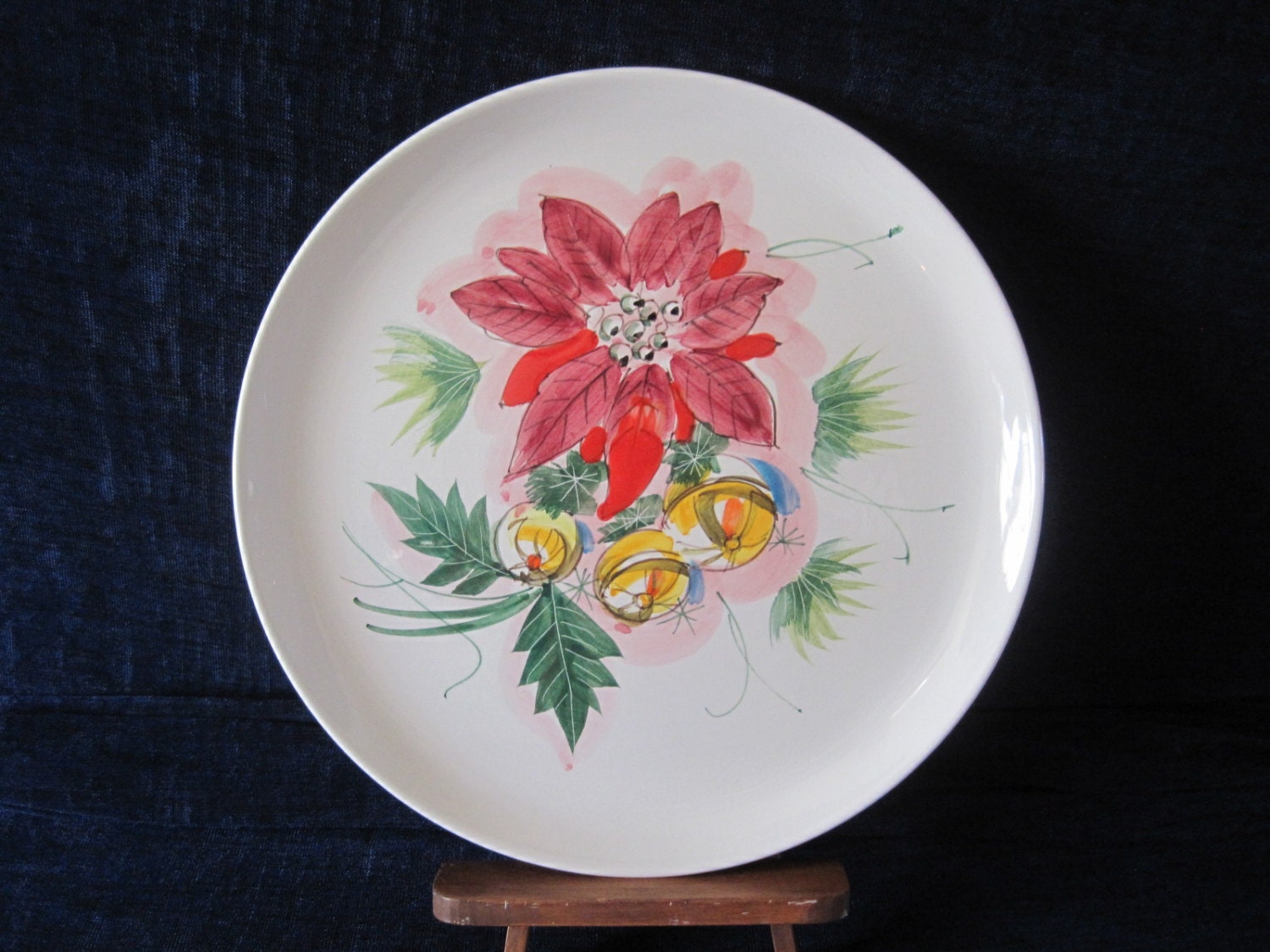 Vintage Mancioli Hand Painted Christmas Plate Italy N.A. Woodworth Co ...