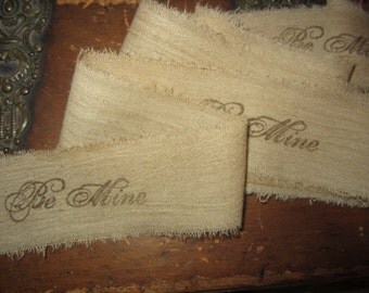 Hand Stamped Tattered Fabric Ribbon Patch by sweetinspirations