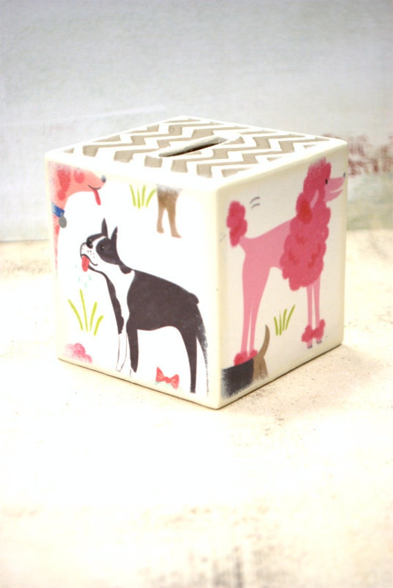 Items similar to Dog Park Piggy bank, Doggy Wood Kids Money Banks Coin ...