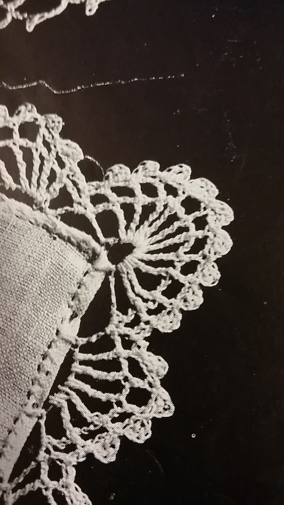 Crochet Floral Handkerchief Lace Edgings Pattern 3 by CatDesignz