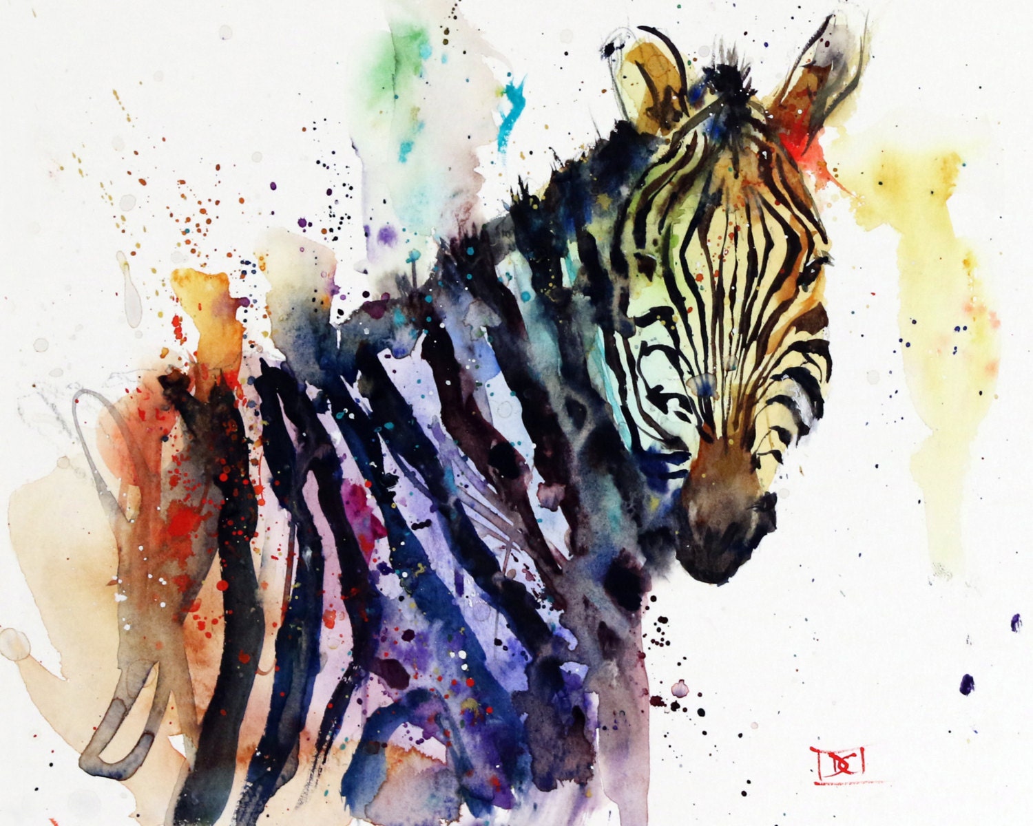 ZEBRA Watercolor Print Animal Print Zebra Art by Dean