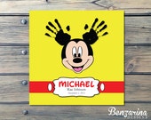 Items similar to Mickey Kids hand Print Art, Mouse Hand Print Ears ...