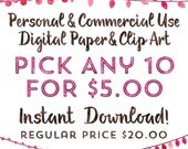 Clipart Digital Paper and Printable Art by PaulaKimStudio on Etsy