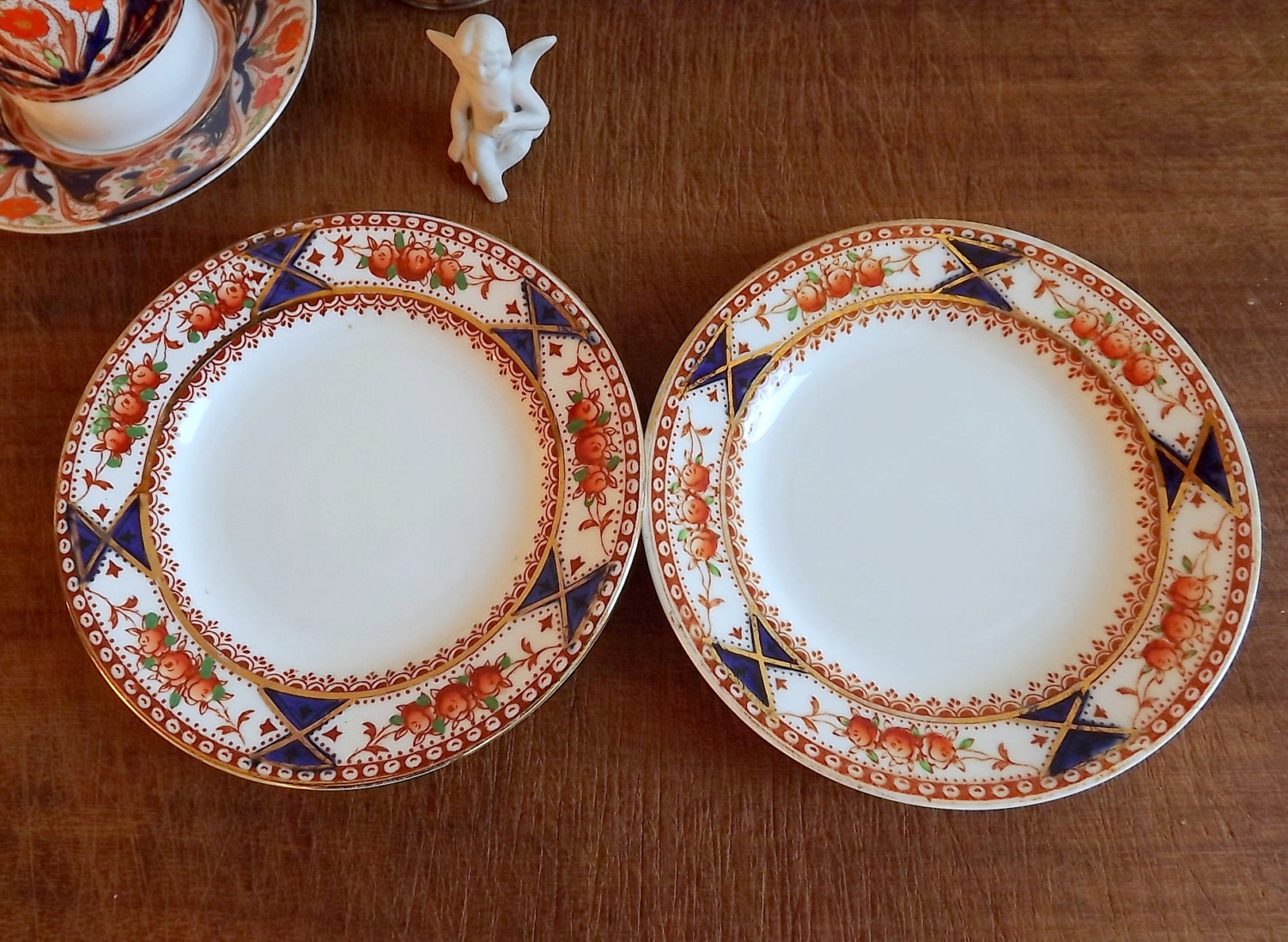 Two small porcelain tea plates by English Bell China, pattern number ...