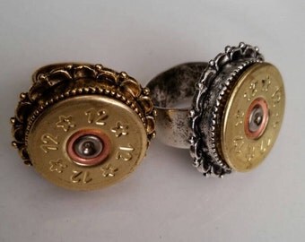 Gold or Silver shotgun shell ring