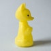 Yellow fox toy vintage plastic fox small fox holding bird