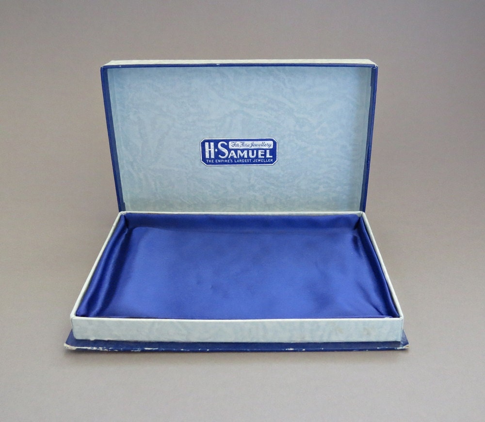 Vintage H Samuel Jewelry Box – H Samuel Jewellers – Blue Lined Jewel ...
