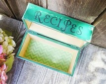 Popular items for painted recipe box on Etsy