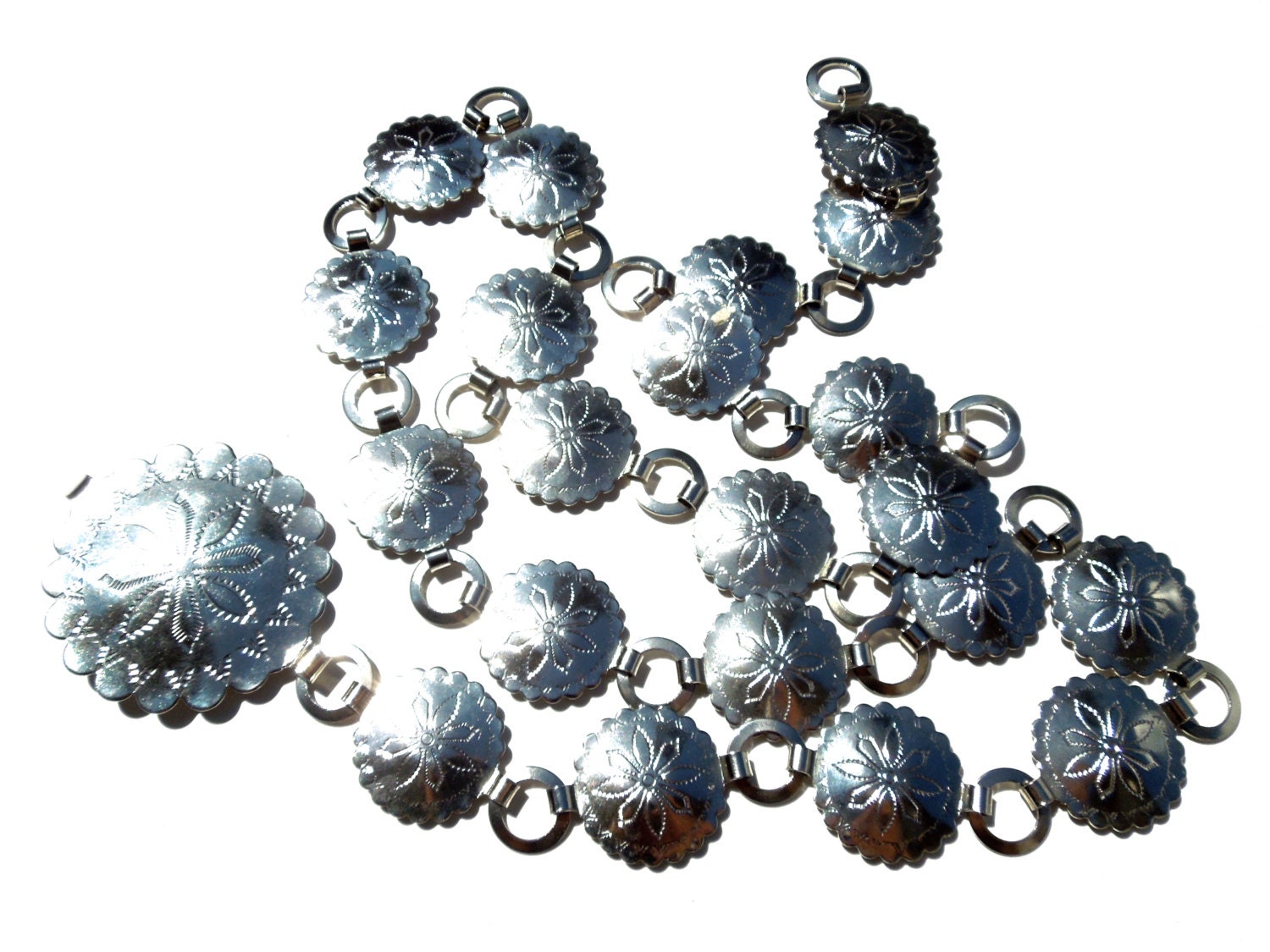 VINTAGE: Metal Linked Conch Belt – Metal Belt – Silver Metal Belt – 37 ...