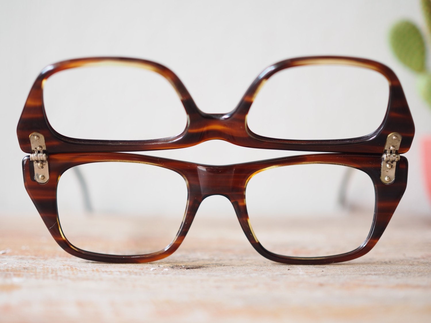 Vintage Flip-down Men’s Eyeglass 1950’s Made in Italy Tortoise Shell ...