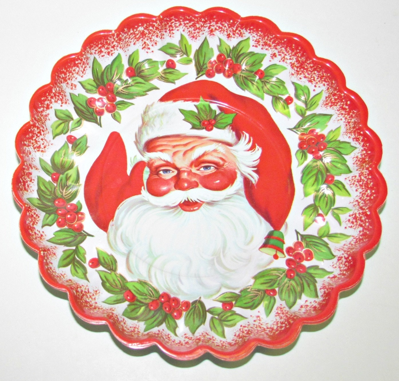 Vintage Santa Claus Trays, 1970s Christmas Trays, Scalloped Plastic ...