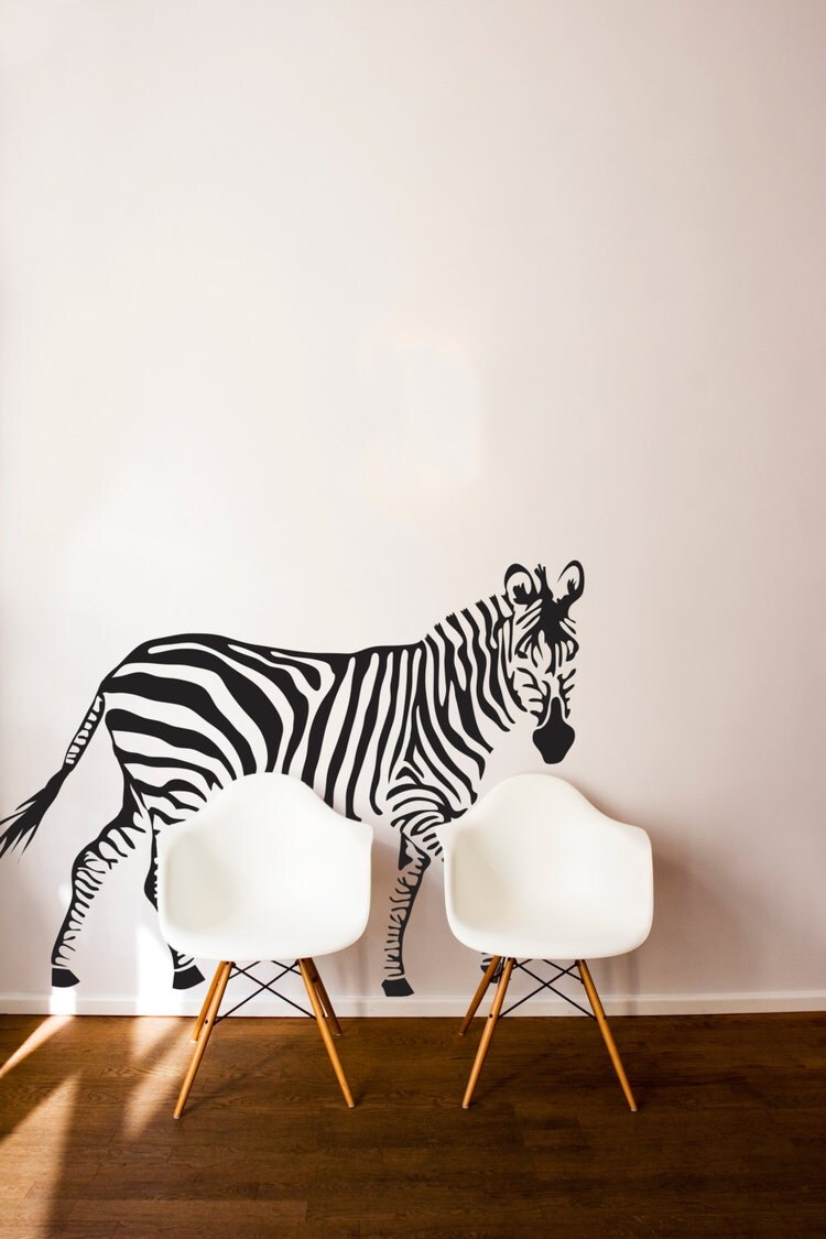 Lifesize Zebra Wall Decal Custom Vinyl Art Stickers by danadecals