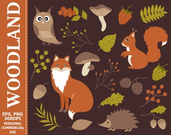 Woodland clip art | Etsy