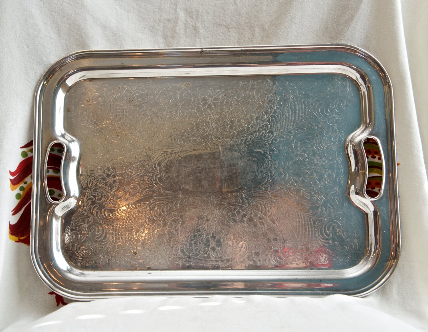 Vintage silver plate tray…Keystone tray with handles…shabby chic tray ...