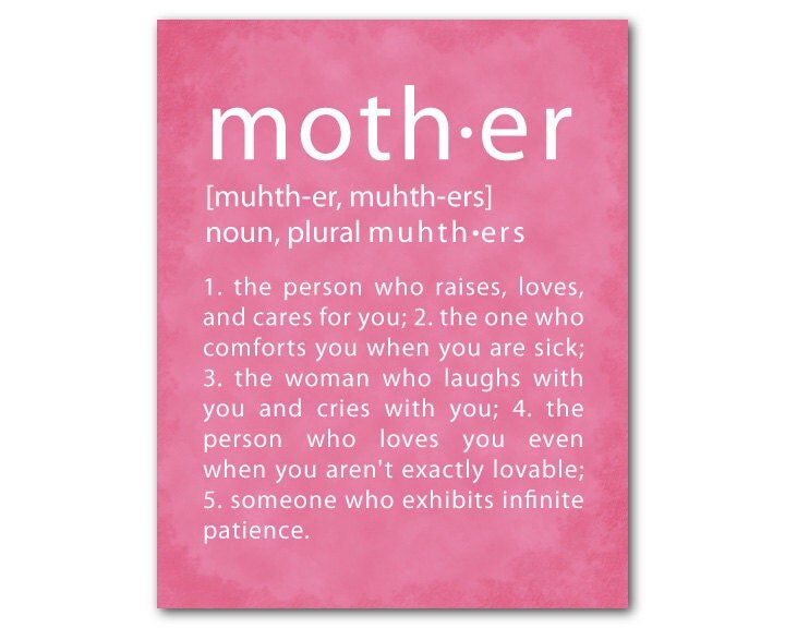Mother's Day Wall Art Mother Definition Typography Word