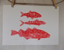 Popular items for fish linocut on Etsy