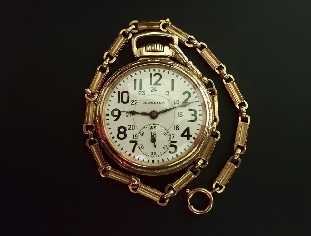 Vintage 1936 Hamilton 992E ELINVAR C.R. Pocket Watch 21 Jewels 16S 24h ...