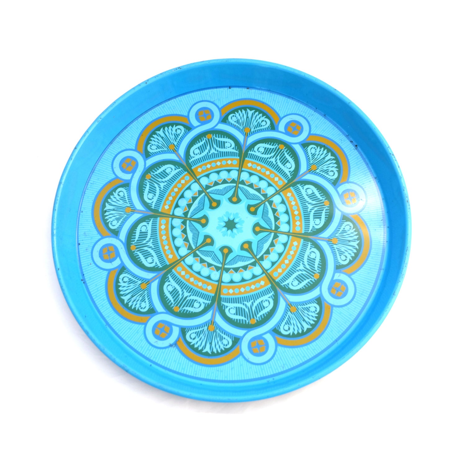 Worcester Ware Tray, Vintage Tray, Retro Blue Drinks Tray, Round ...