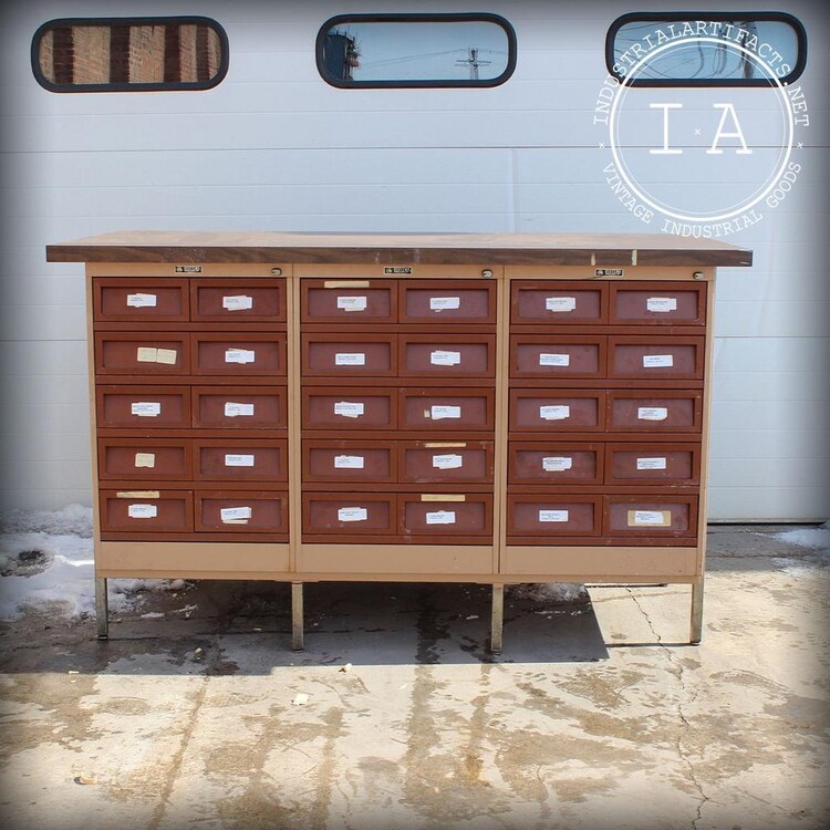 Vintage Industrial Card Catalog Library Cart by IndustrialArtifact